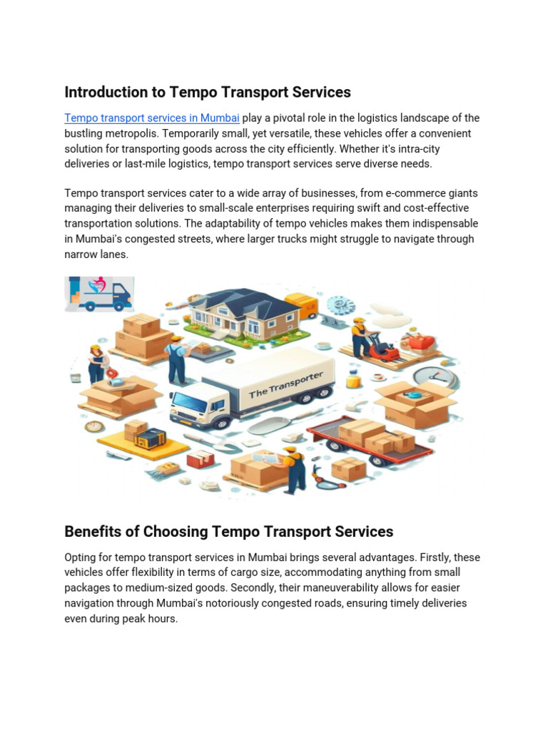 Introduction To Tempo Transport Services | PDF | Transport | Logistics