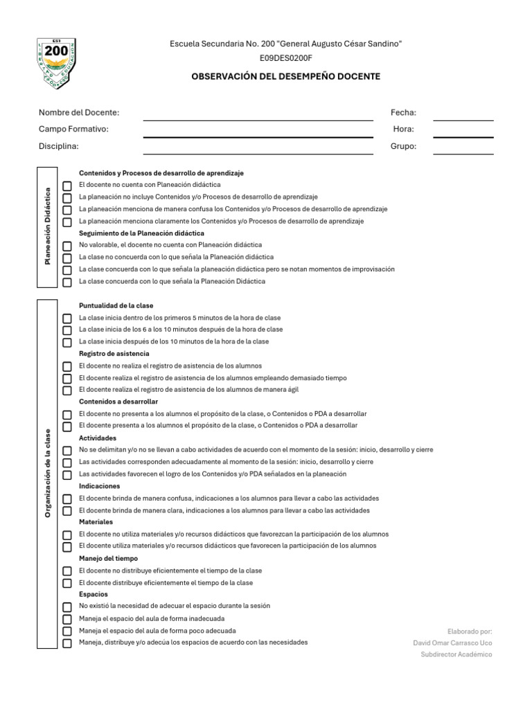 OBSERVACIÓN DEL DESEMPEÑO DOCENTE | PDF | Plan de estudios | Aprendizaje