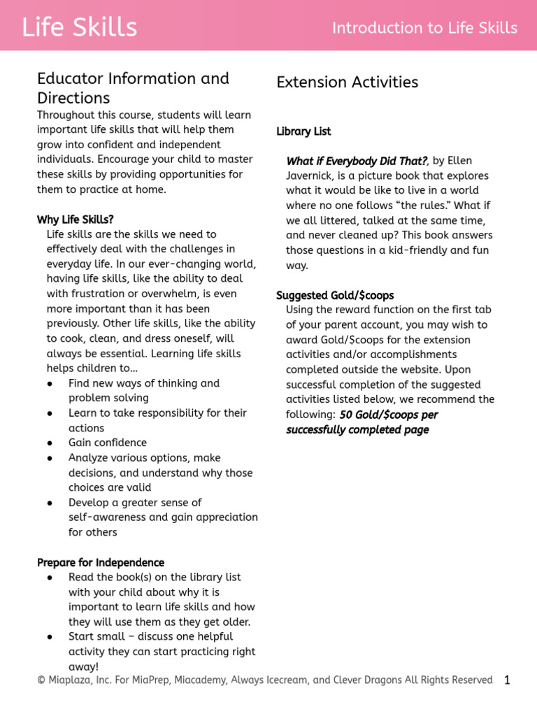 Introduction To Life Skills Student PDF | PDF | Cognitive Science | Behavior Modification