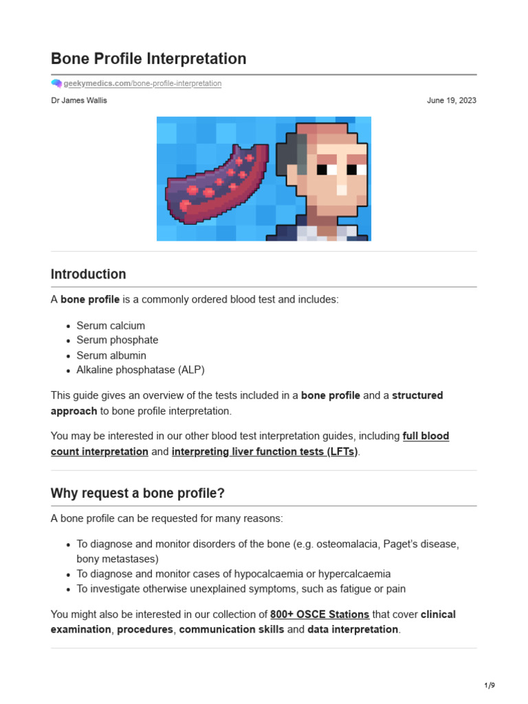 Bone Profile Interpretation | PDF
