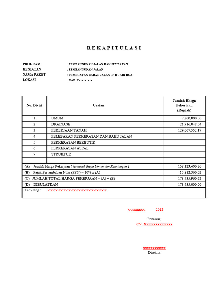 Contoh Rab Pembuatan Badan Jalan | PDF