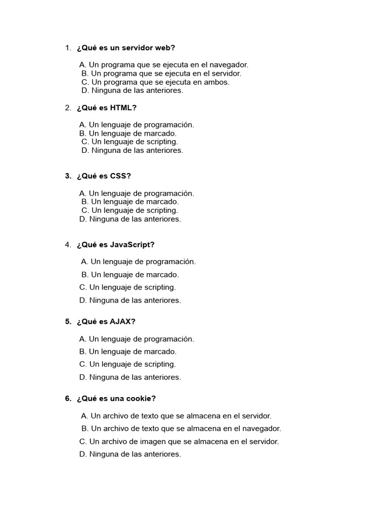 Cuestionario 6to | PDF | Redes | Internet y web
