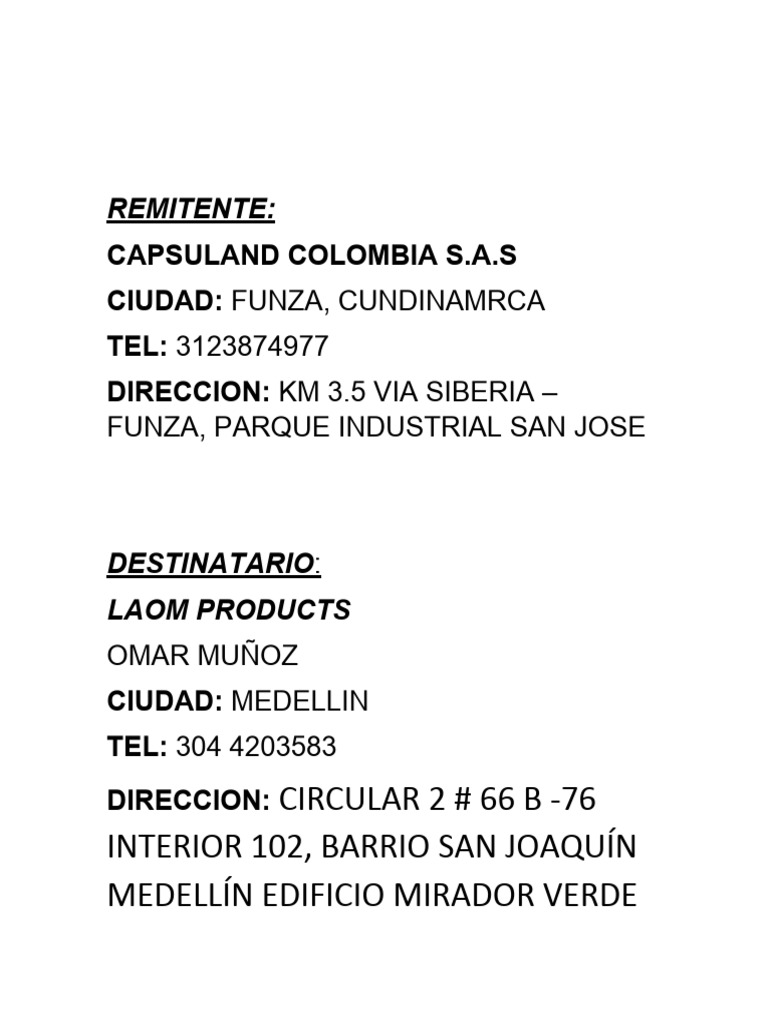 Rotulo de Capsuland para Envios | PDF