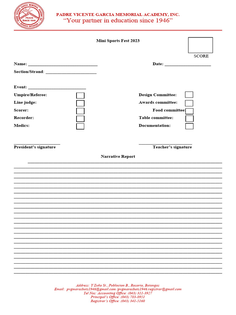 Mini Sports Fest 2023 Narrative Report GRADE 12 | PDF