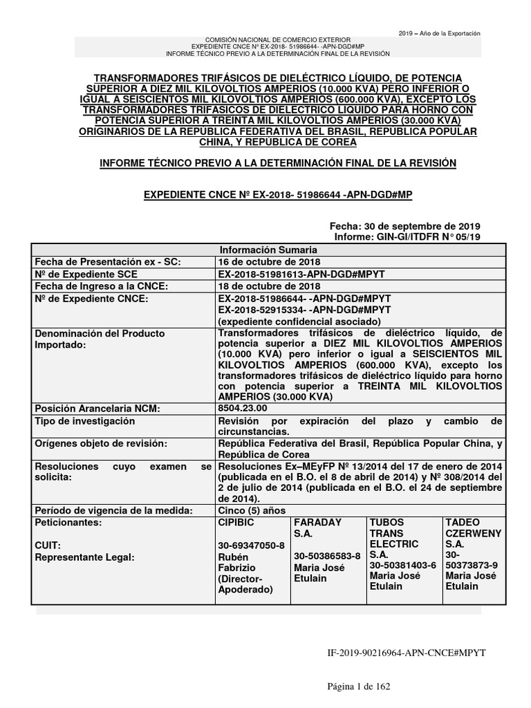 Informe Tecnico Previo A La Determinacion Final de La Revision 0 | PDF ...