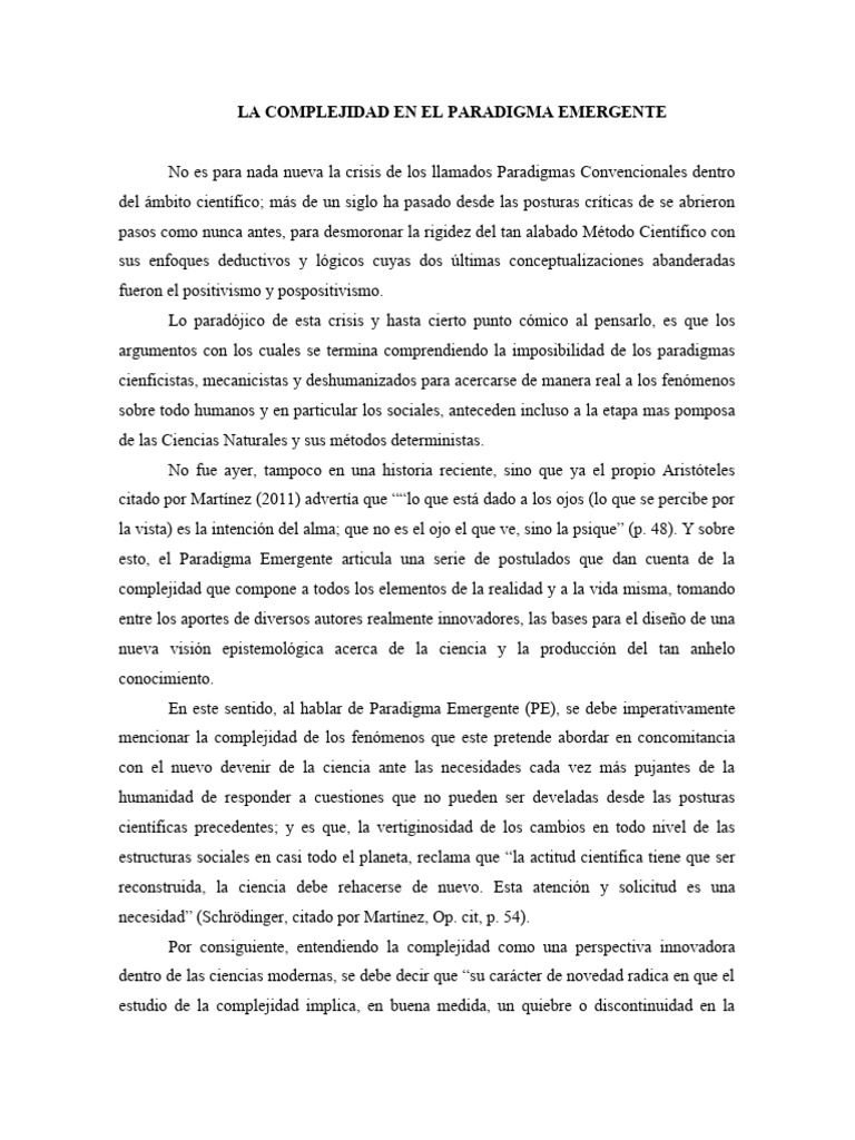 Complejidad y Paradigma Emergente en Ciencia | PDF | Paradigma ...