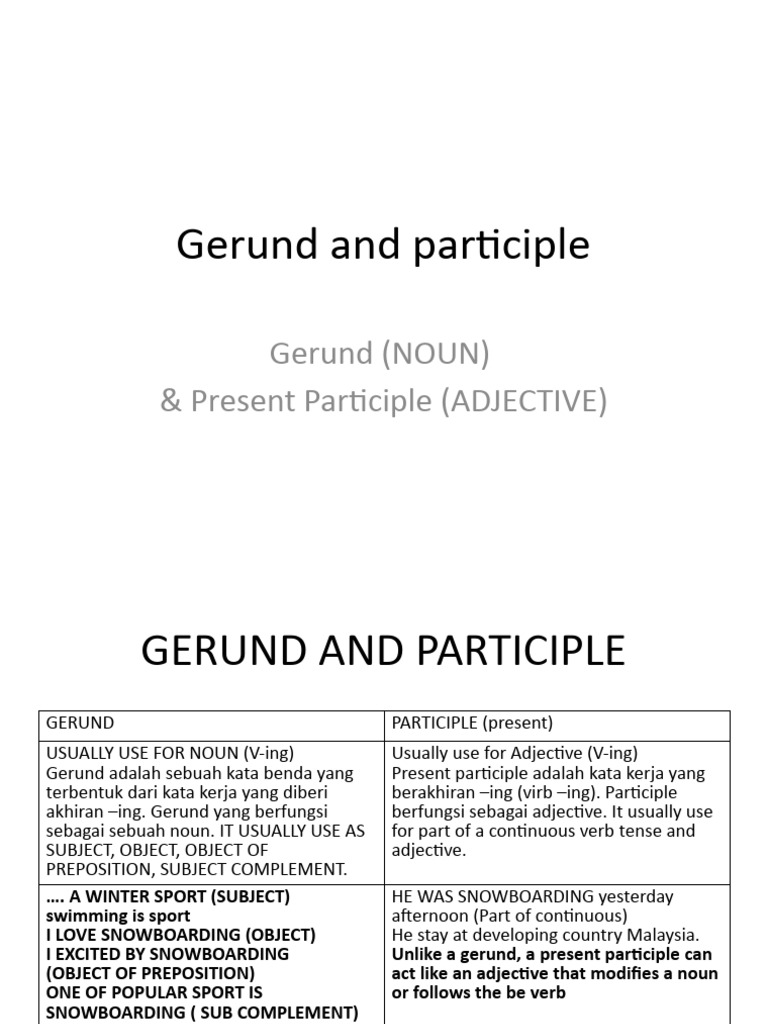 Gerund and Participle | PDF | Verb | Adjective