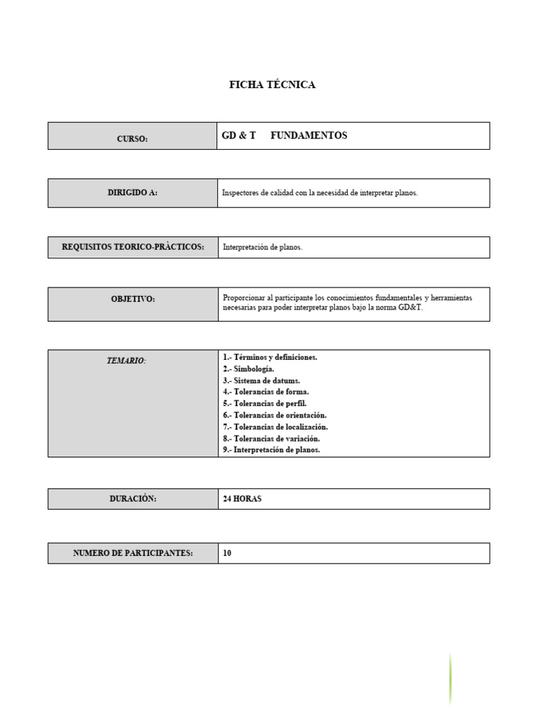 Ficha Tecnica GD & T Fundamentos | PDF