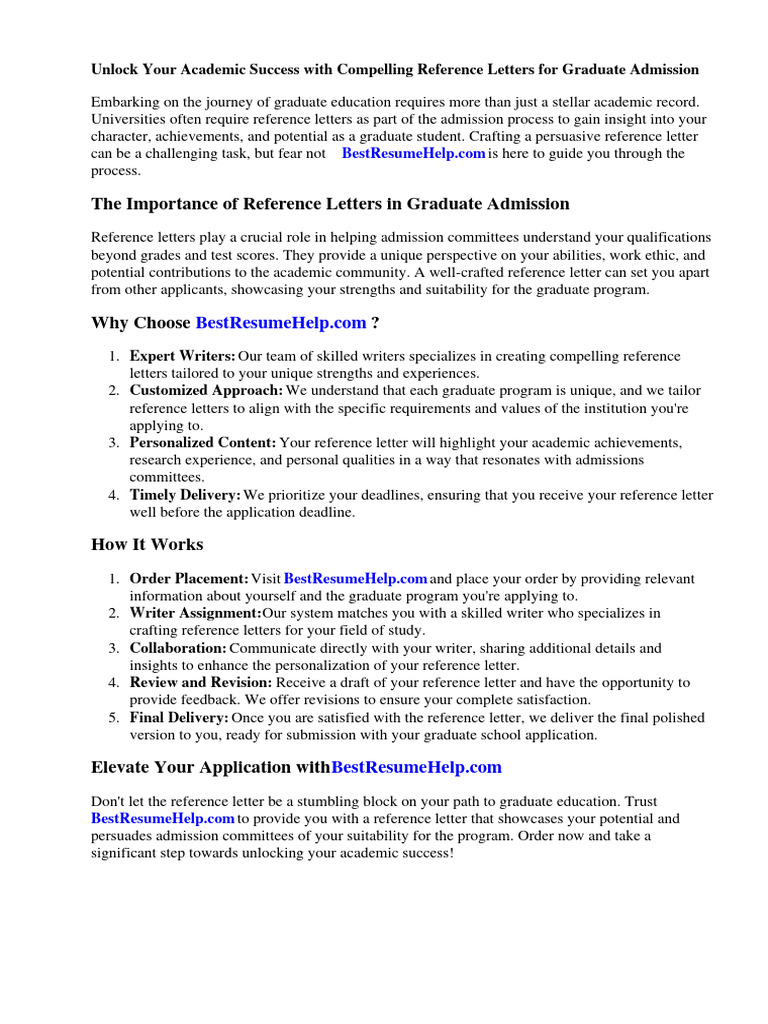 Reference Letter Graduate Admission | PDF | Career & Growth | Business