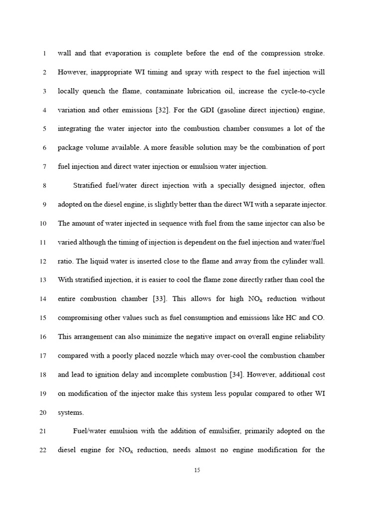 Draft A Review of Water Injection Applied On The Internal Combustion ...
