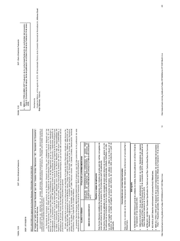 Vigencia NMX B 506 CANACERO 2019 | PDF