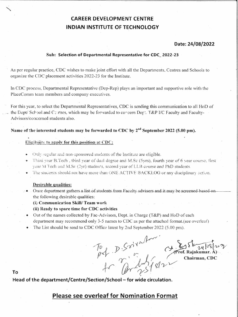 CDC Dep Rep Notice | PDF