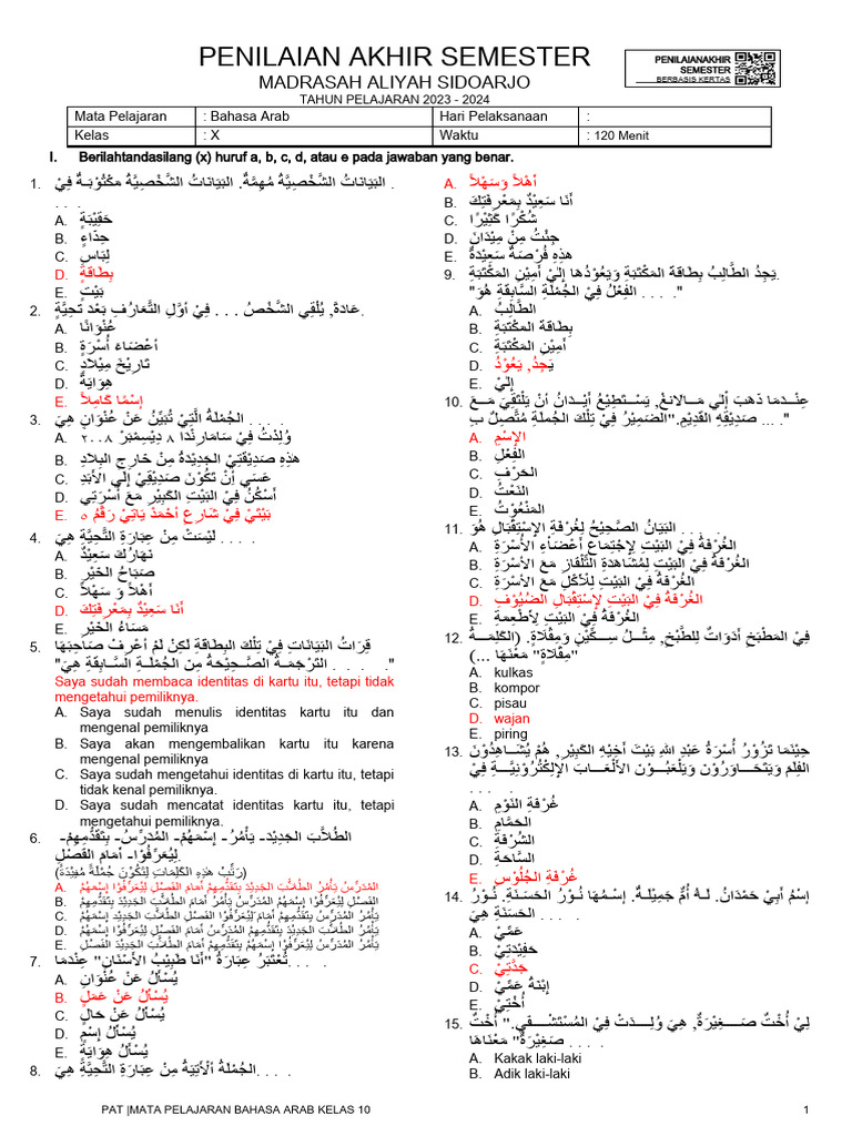 Soal Cetak 10 B. Arab | PDF