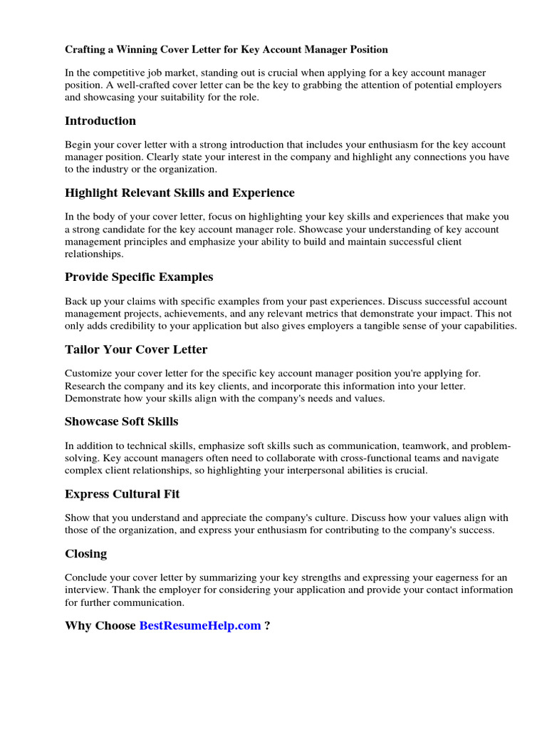Cover Letter For Key Account Manager Position | PDF | Résumé | Http Cookie