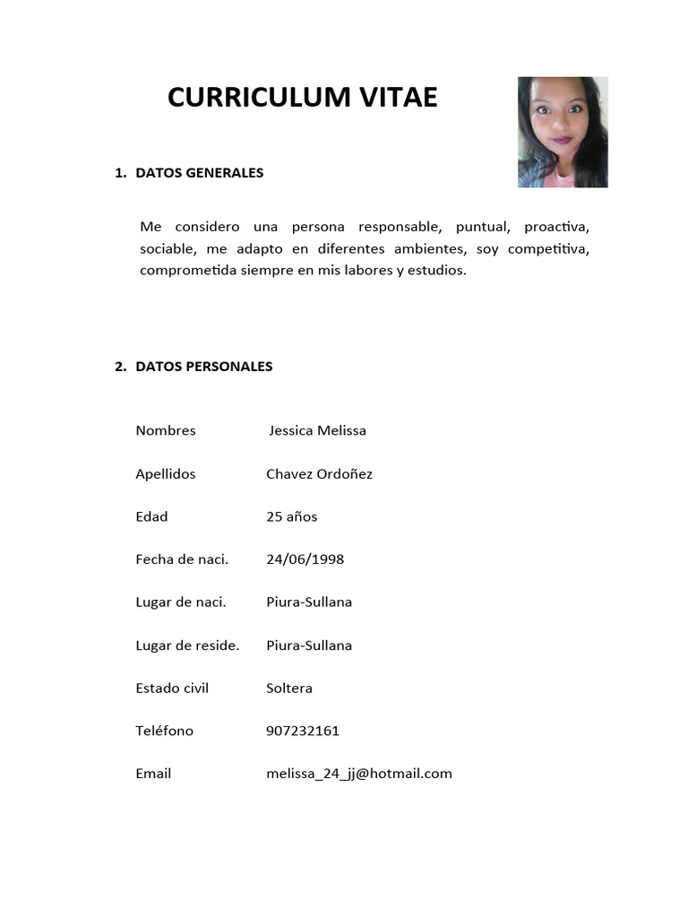 Curriculum Vitae de Jessica Chavez | PDF