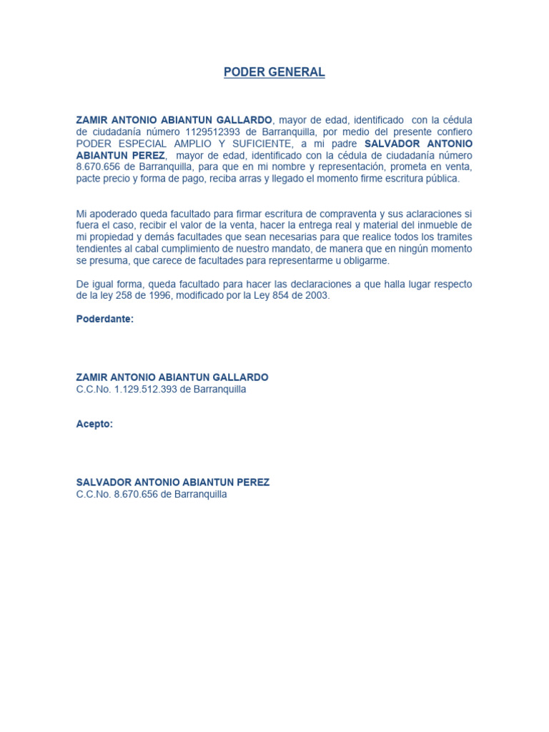 Poder General para Compraventa Inmueble | PDF | Ciencias sociales