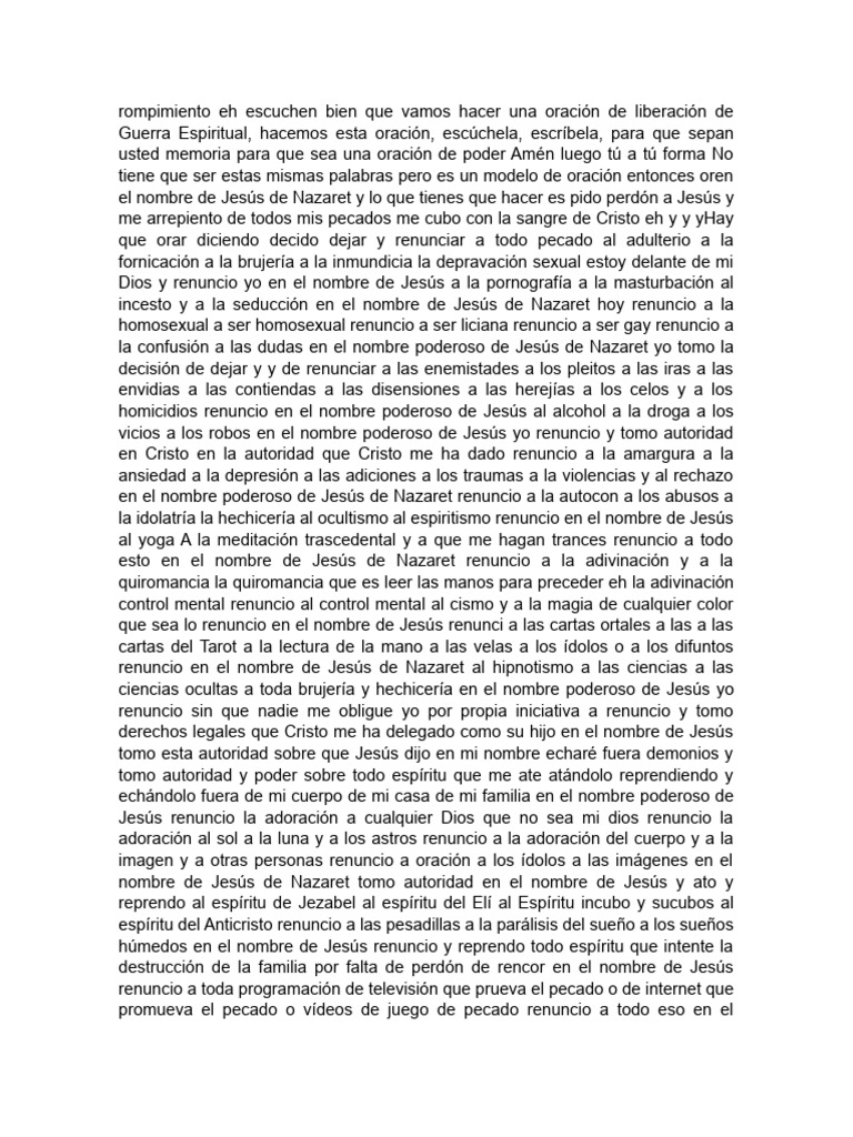 Oracion de Reprension | PDF | Oración | Jesús