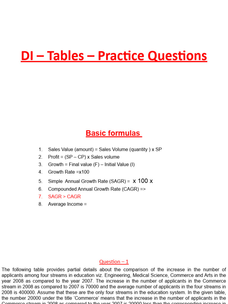Tabular Form DI - Practice Questions (Offline) | PDF | Power Station ...