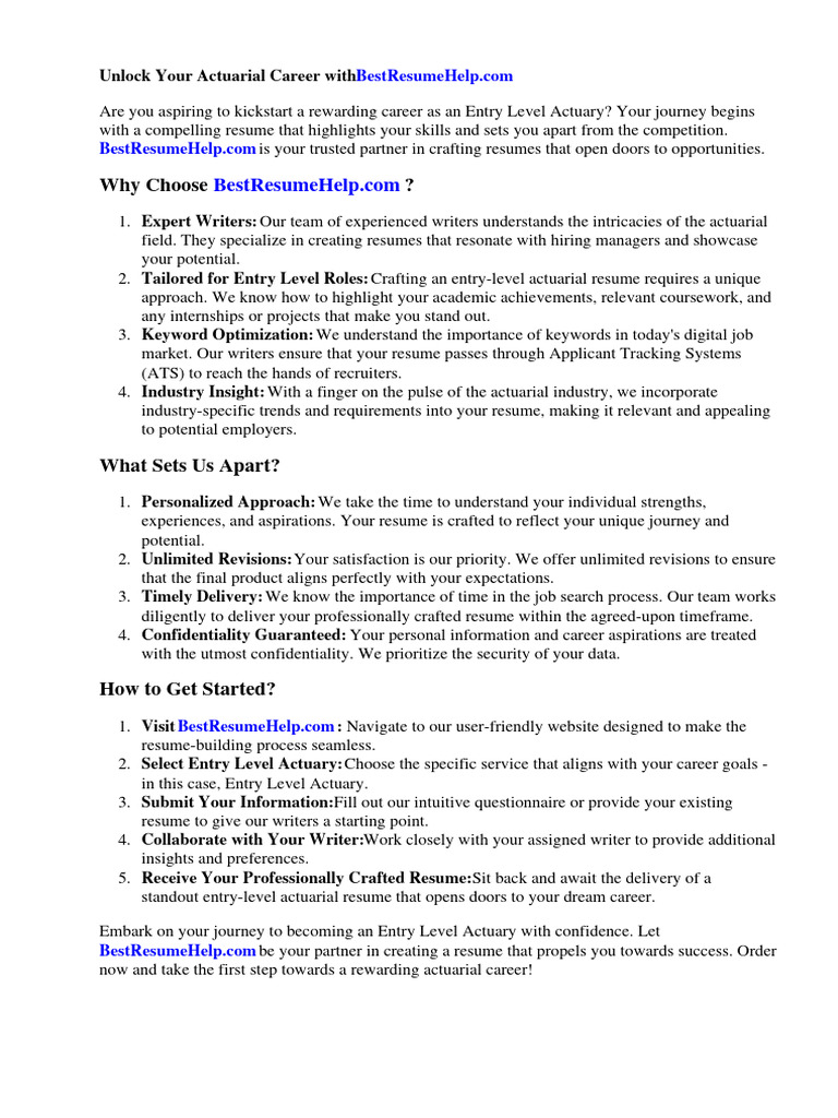 Entry Level Actuary Cover Letter Example | PDF | Résumé | Actuary