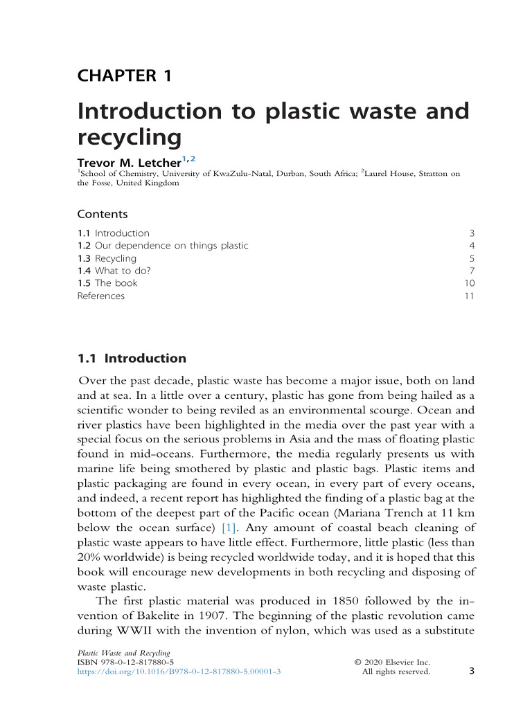 Introduction To Plastic Waste and Recycling | PDF | Plastic | Reuse