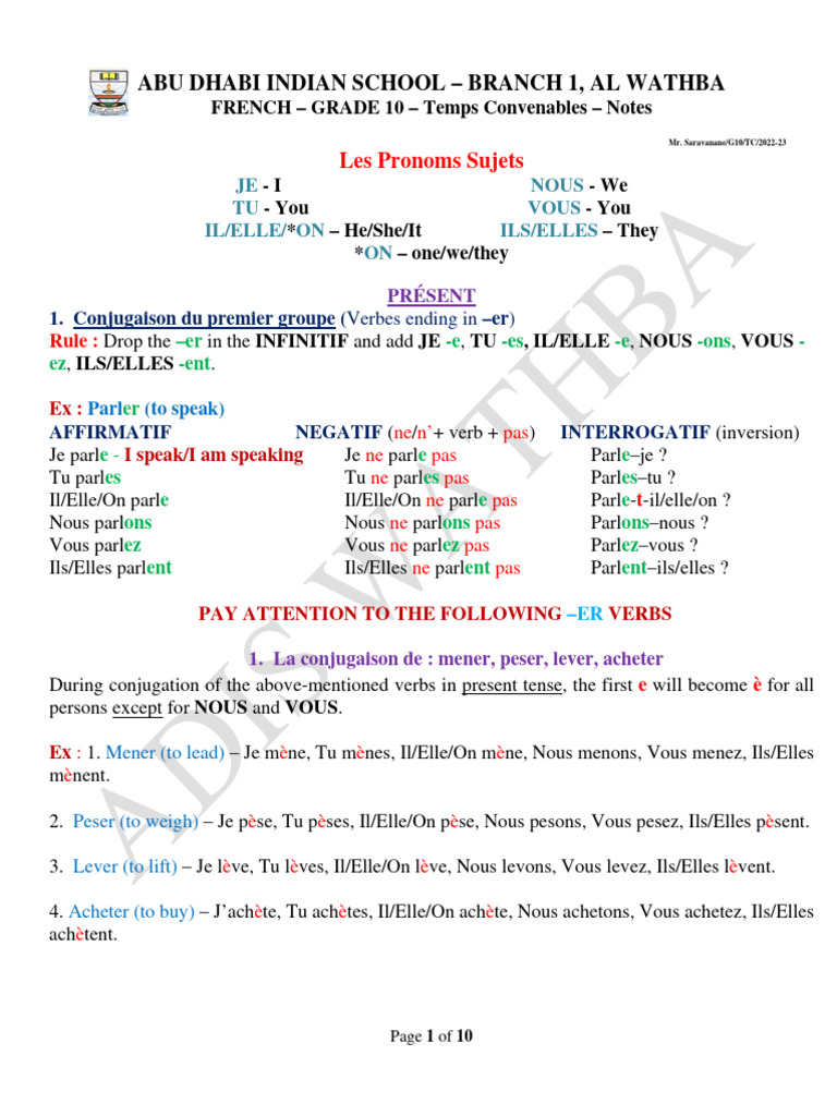 Conjugaison Française: Guide Complet | PDF | Morphologie | Syntaxe