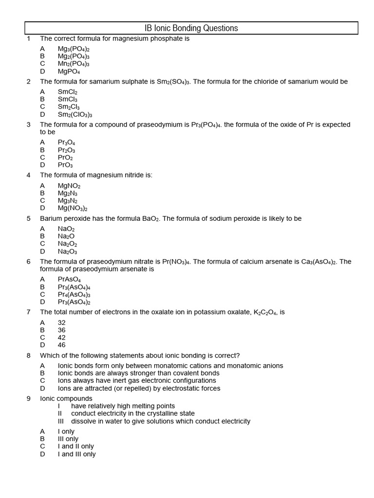 HL Bonding Questions 1 | PDF