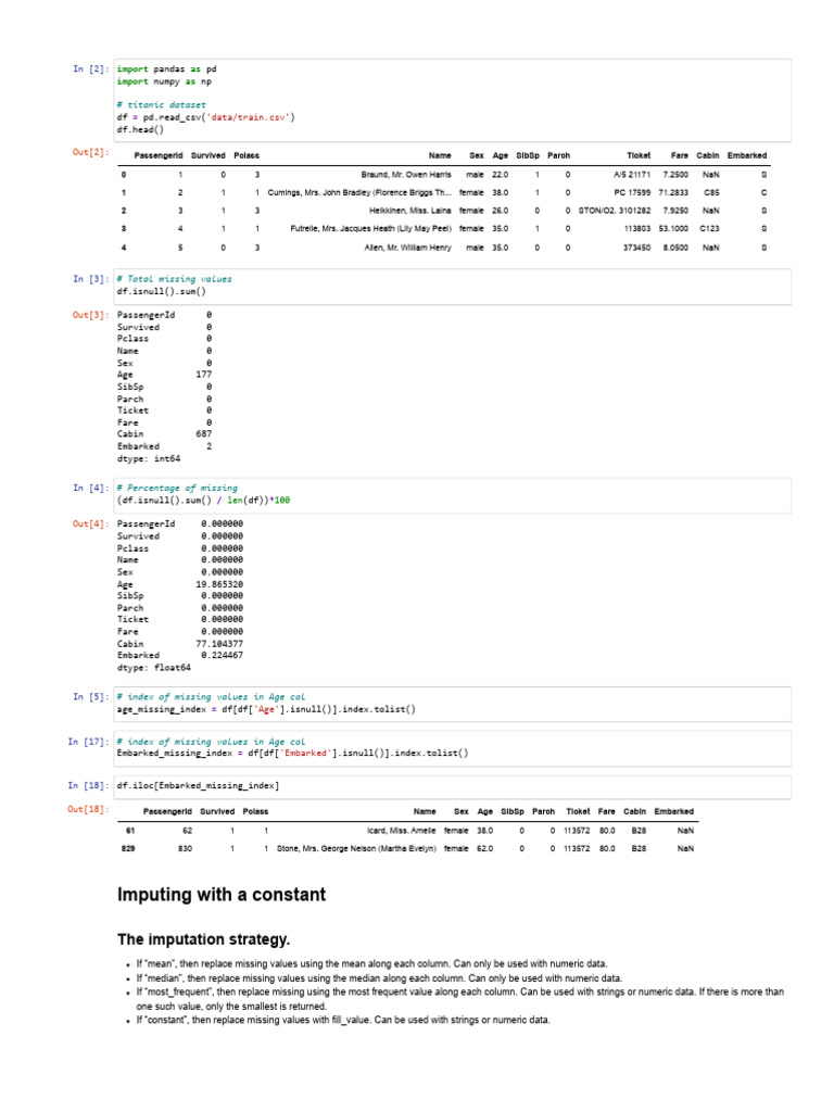 Missing Value Imputation Techniques | PDF | Computer Data | Statistics