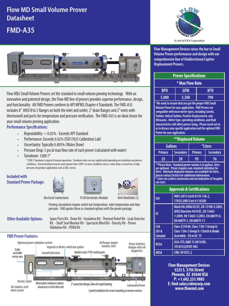 Small Volume Prover Data Sheet FMD A35 1.7 09 21 1 | PDF | Flow ...