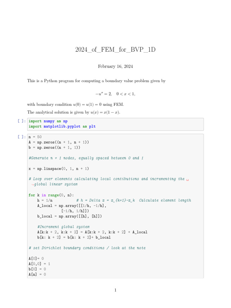 2024 of FEM For BVP 1D | PDF