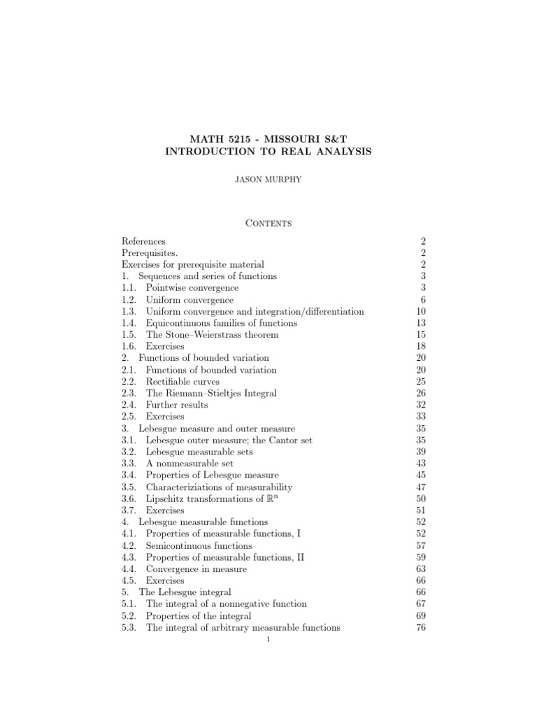 5215 Notes | PDF | Limit (Mathematics) | Lebesgue Integration