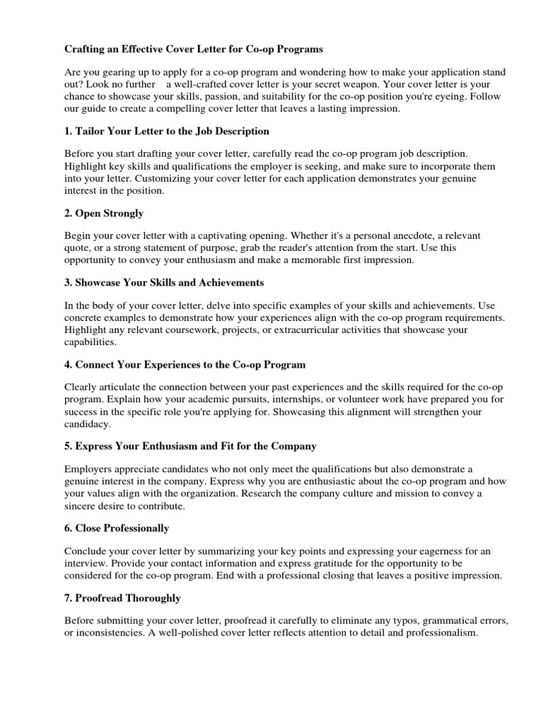 Cover Letter For Co Op Program | PDF | Résumé | Business