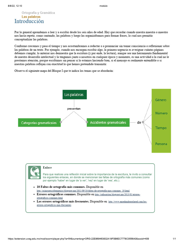 Ortografía y Gramática - Las Palabras | PDF