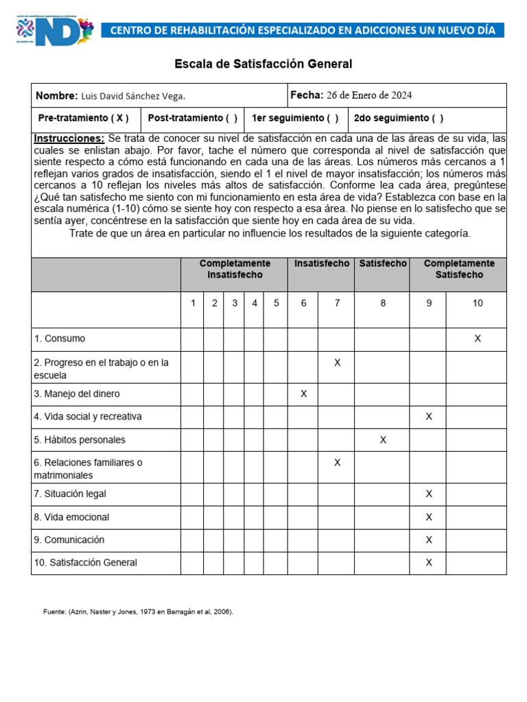 Escala de Satisfaccion #1 | PDF