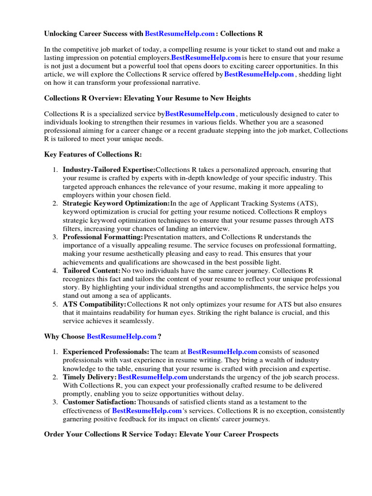 Collections Resume | PDF | Résumé | Communication