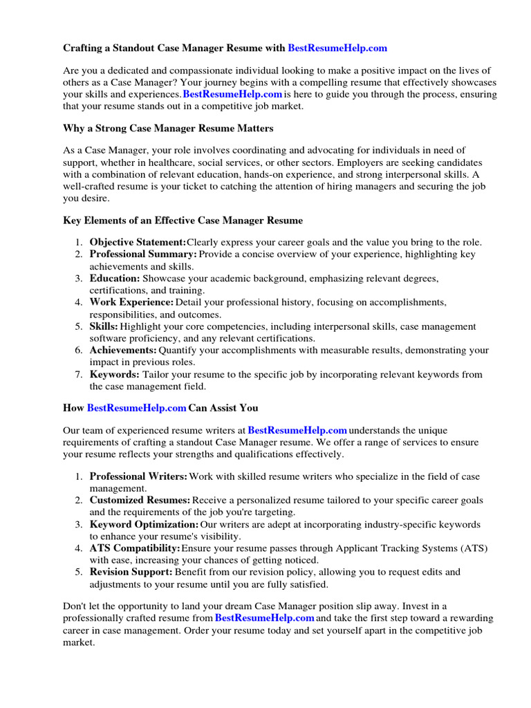 Case Manager Resume Examples | Download Free PDF | Nursing | Résumé