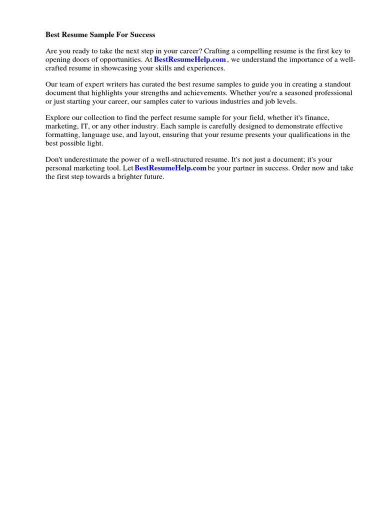 Best Resume Sample For Job | Download Free PDF | Résumé | English As A ...