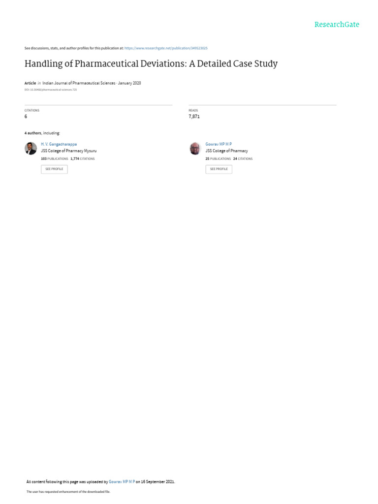 Handling of Pharmaceutical Deviations A Detailed C | PDF | Business ...