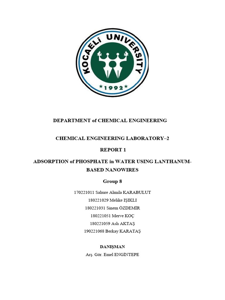 Group 8 - Chem-Lab 2 Report 1 | PDF | Adsorption | Sewage