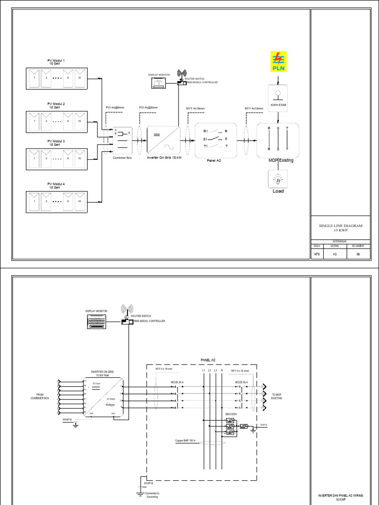 Diagram PLTS 15 KWP | PDF | Power Inverter | Electrical Components