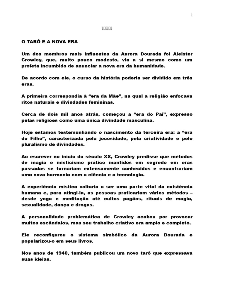O Tarô e A Nova Era | PDF | Nova Era | Aleister Crowley