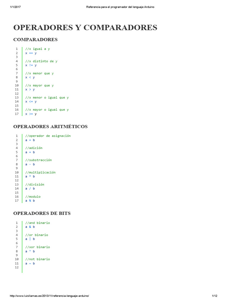 Referencia para El Programador Del Lenguaje Arduino | PDF | Poco ...