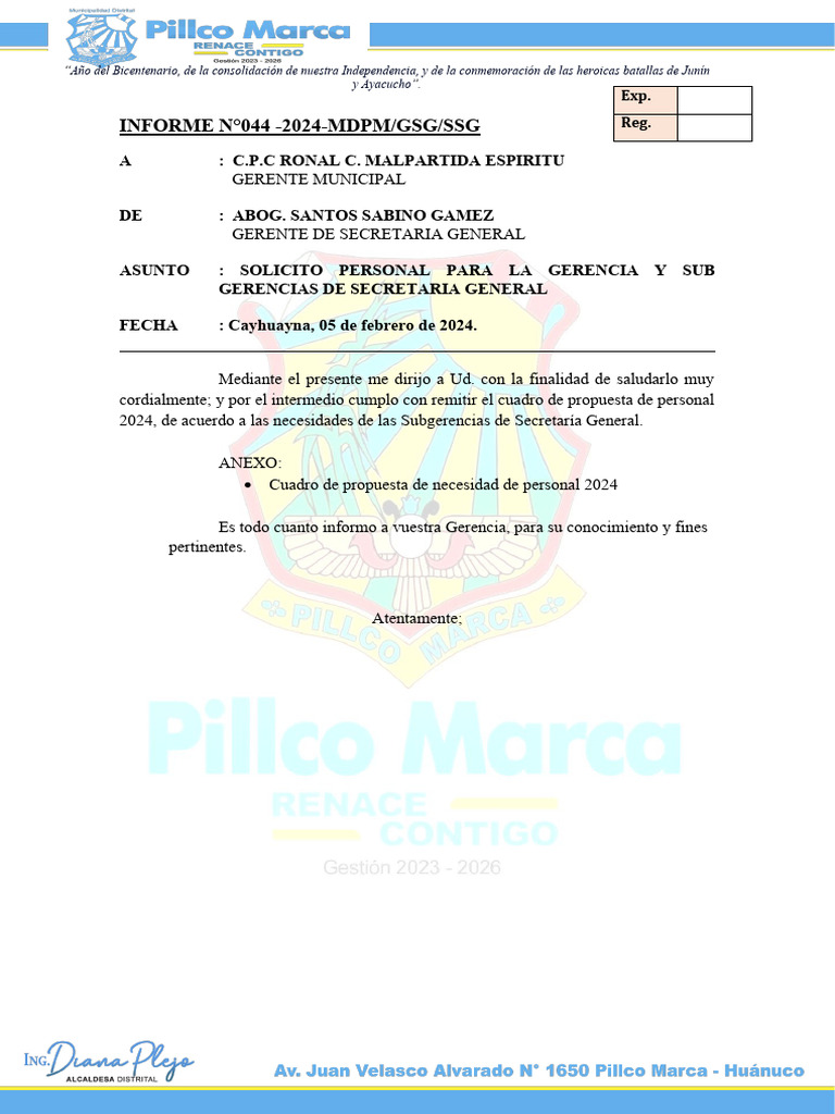 Informe #044 Sobre Necedidades de Personal 2024 | PDF