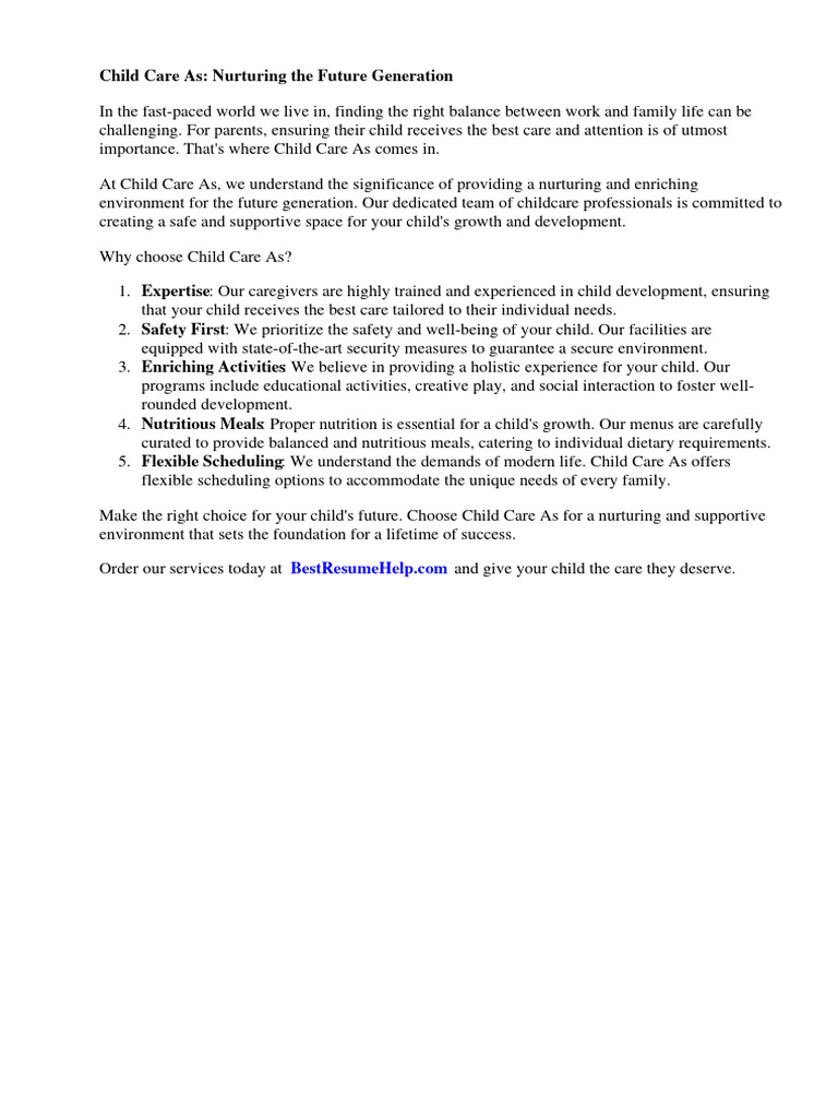 Child Care Assistant Director Resume | PDF | Child Care | Nursing