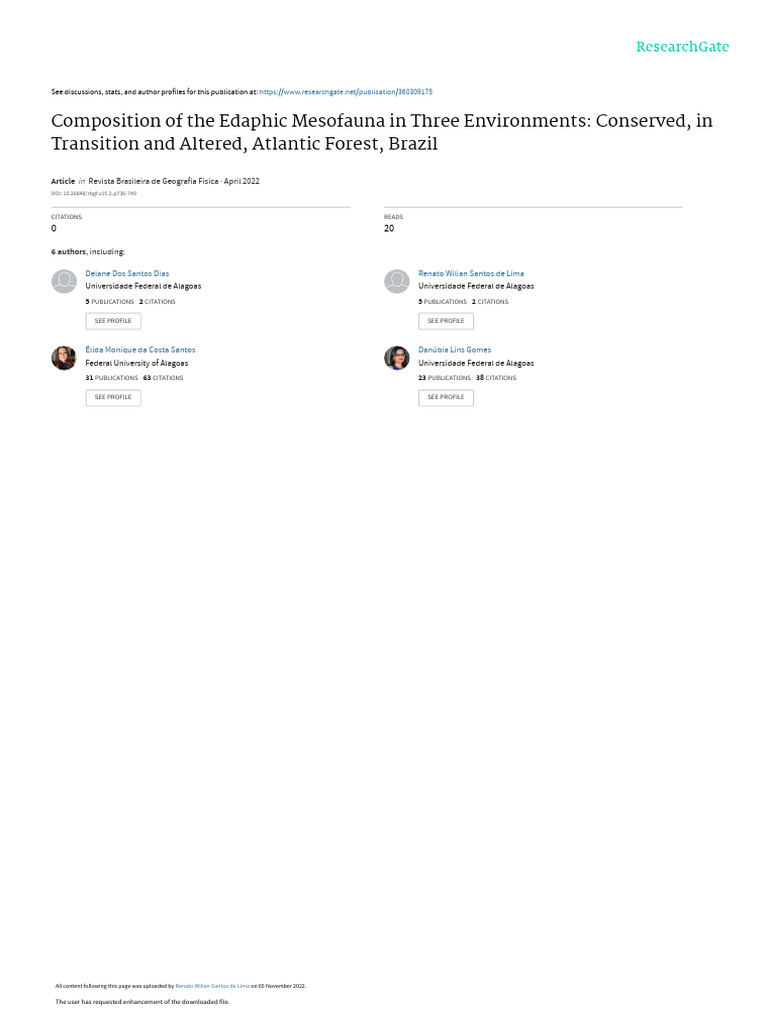 Composition of The Edaphic Mesofauna in Three Environments: Conserved ...