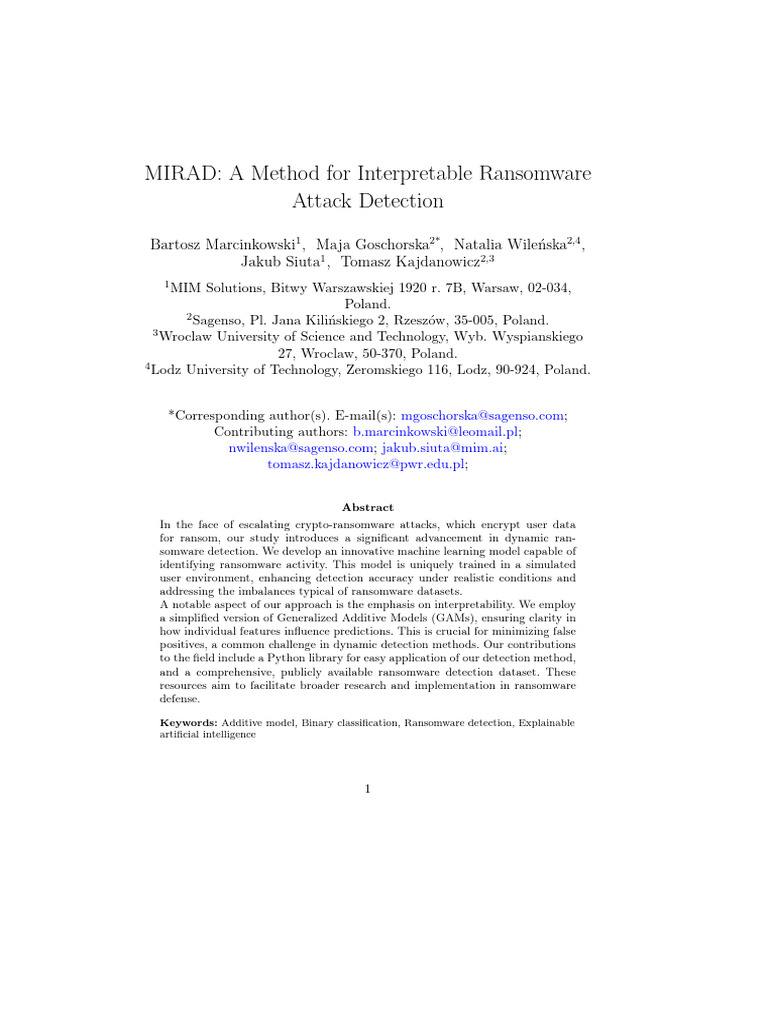 MIRAD A Method For Interpretable Ransomware Attack Detection | PDF ...