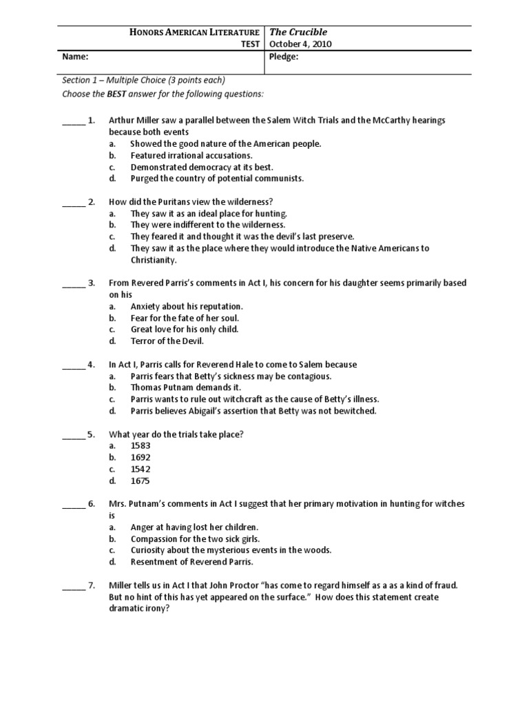 Crucible Test | PDF | Religion And Belief