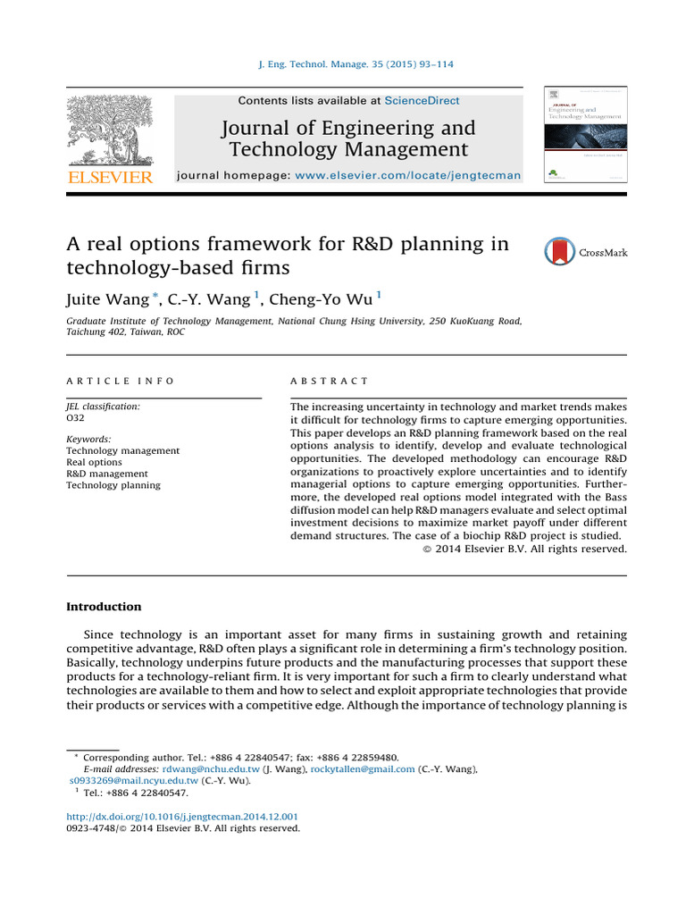 R&D Planning via Real Options Framework | PDF | Cervical Cancer