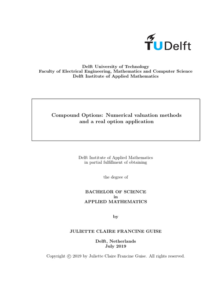 Compound Options Numerical Valuation Methods | PDF | Option (Finance ...