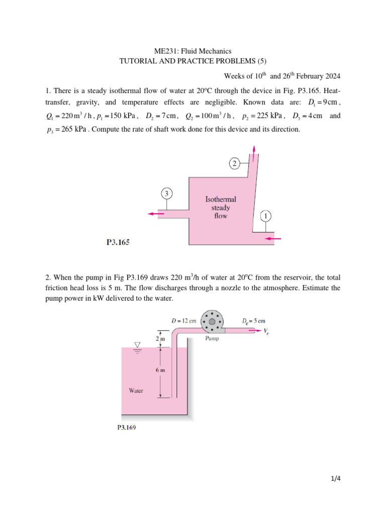Tutorial and Practice Problems | PDF | Pump | Flow Measurement