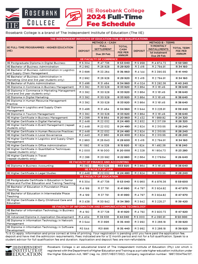 2024 Full Time Fee Schedule v2 Final | PDF | Payments | Cheque
